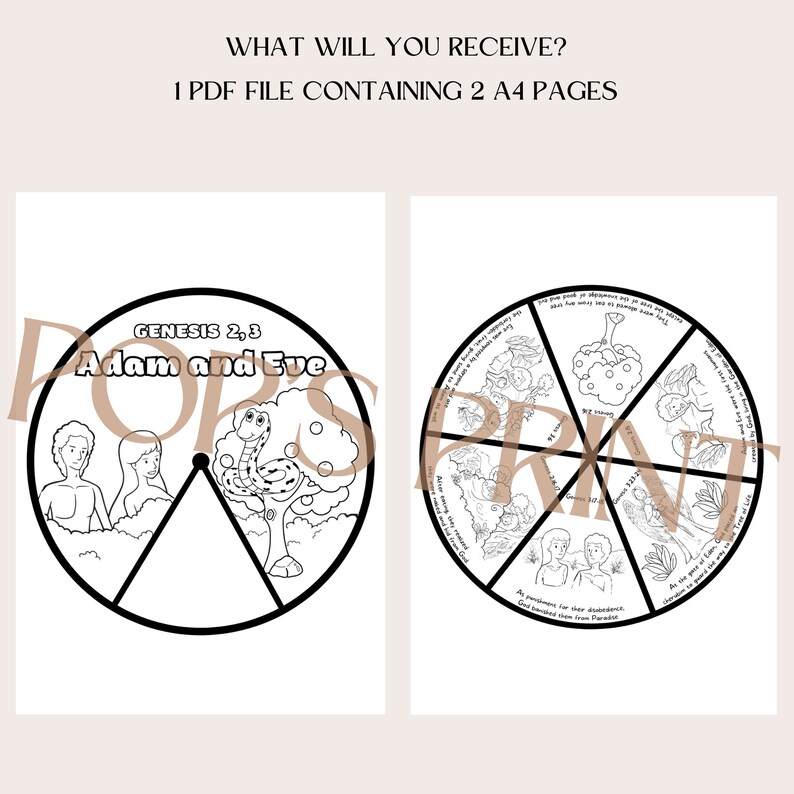 Adam und Eva Malrad | Bibel Geschichten Rad | Druckbare Bibel Aktivität ...