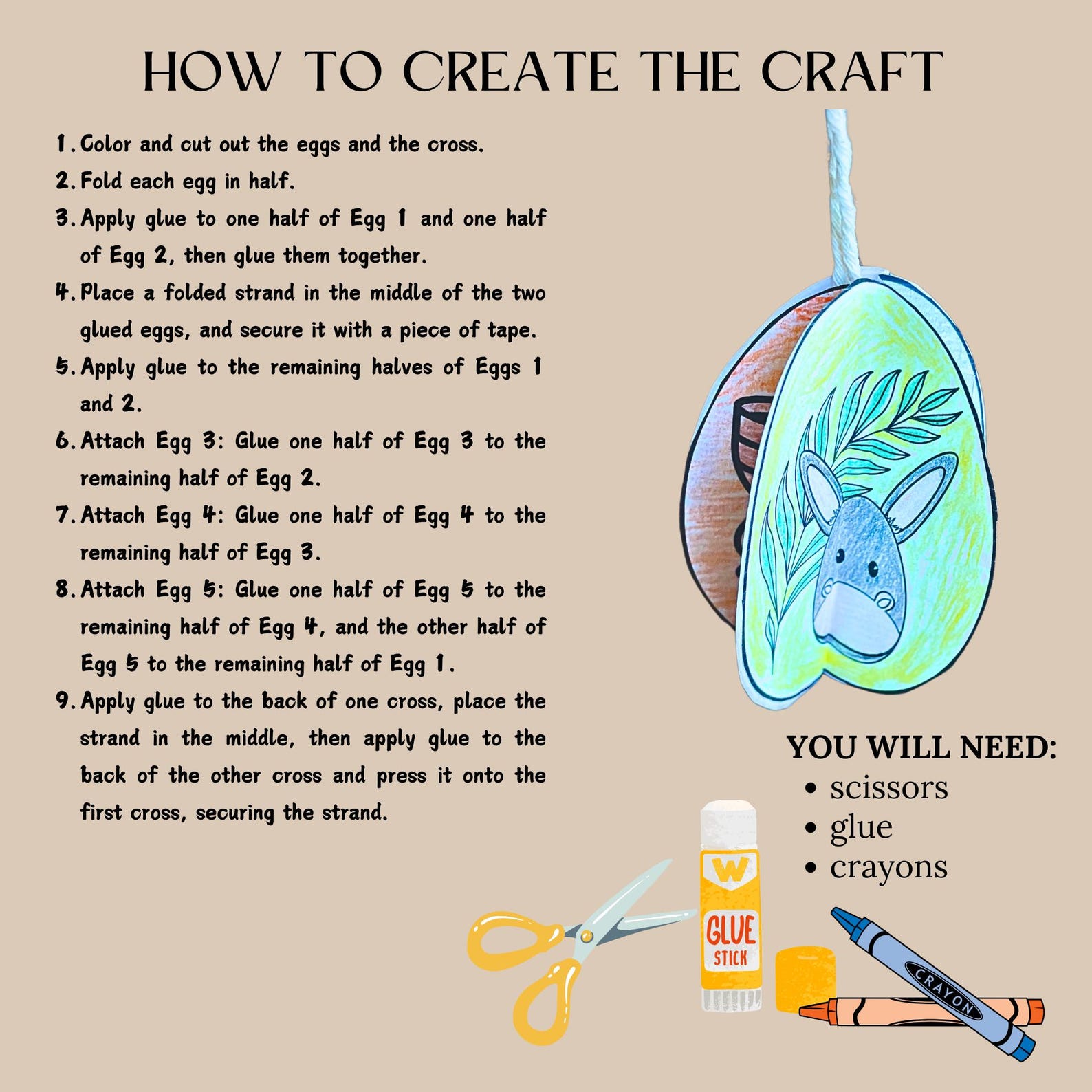 Easter Story Sunday School Egg Craft, 3D Easter Eggs Coloring Paper ...