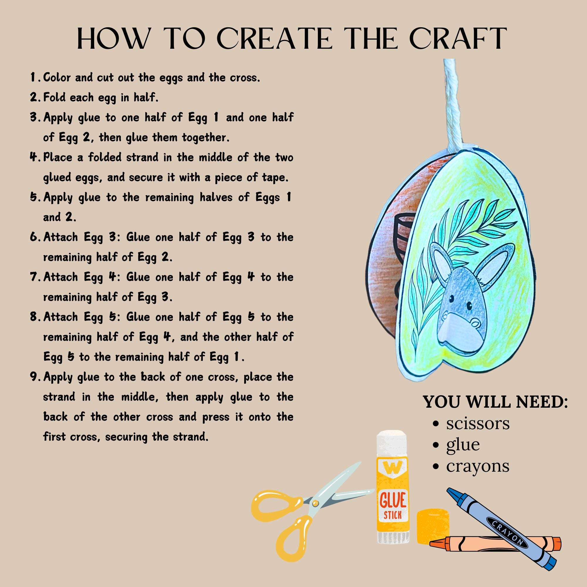 Easter Story Sunday School Egg Craft, 3D Easter Eggs Coloring Paper ...
