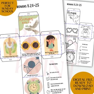Romans 8:24-25 Cube Craft| Printable Bible Activity| Bible Verse Memory ...