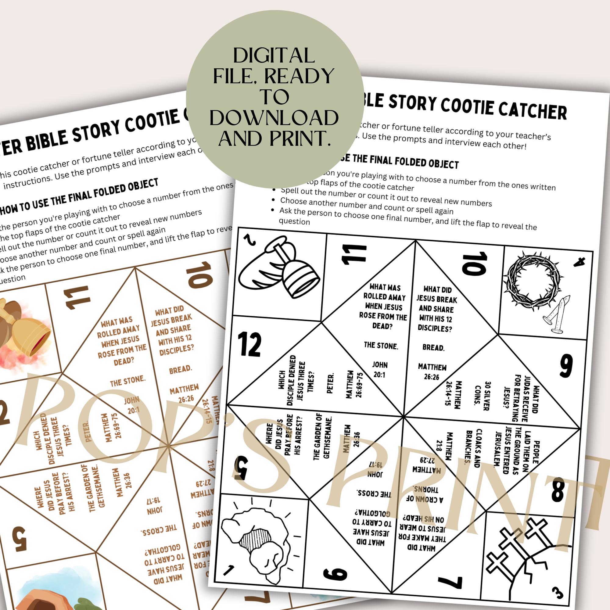 Easter Story for Kids| Cootie Catcher| Printable Sunday School Bible ...