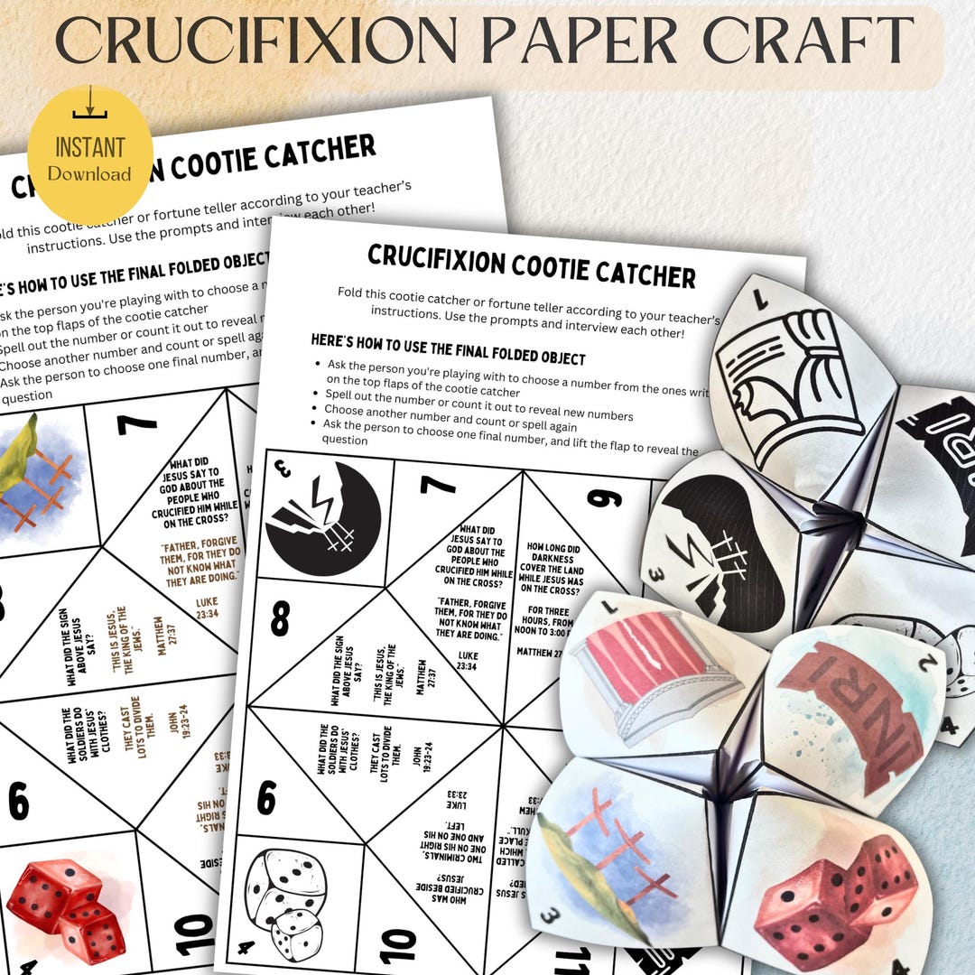 Crucifixion Cootie Catcher for Kids| Printable Sunday School Bible ...