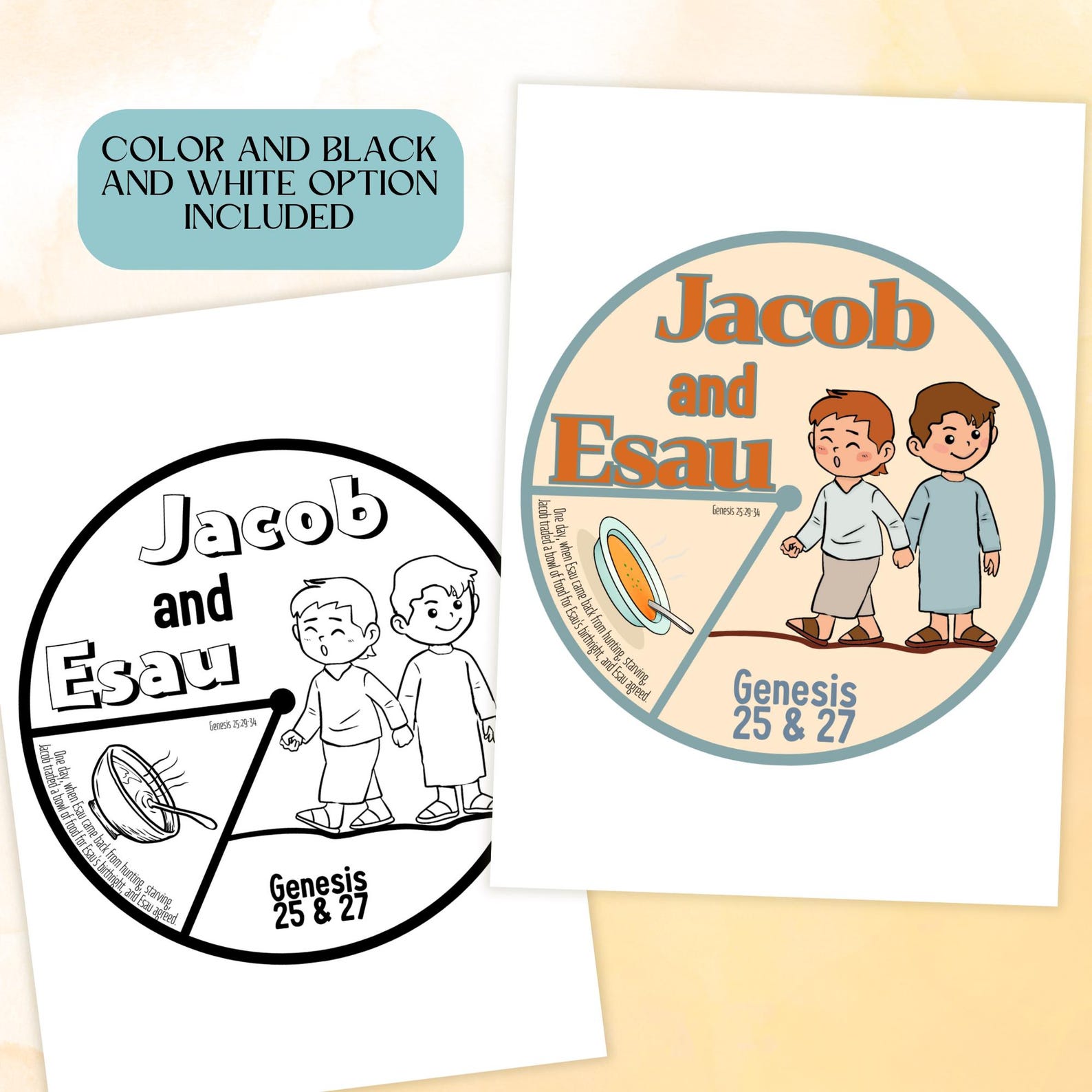 Printable Jacob and Esau Sunday School Craft, Kids' Ministry Bible ...