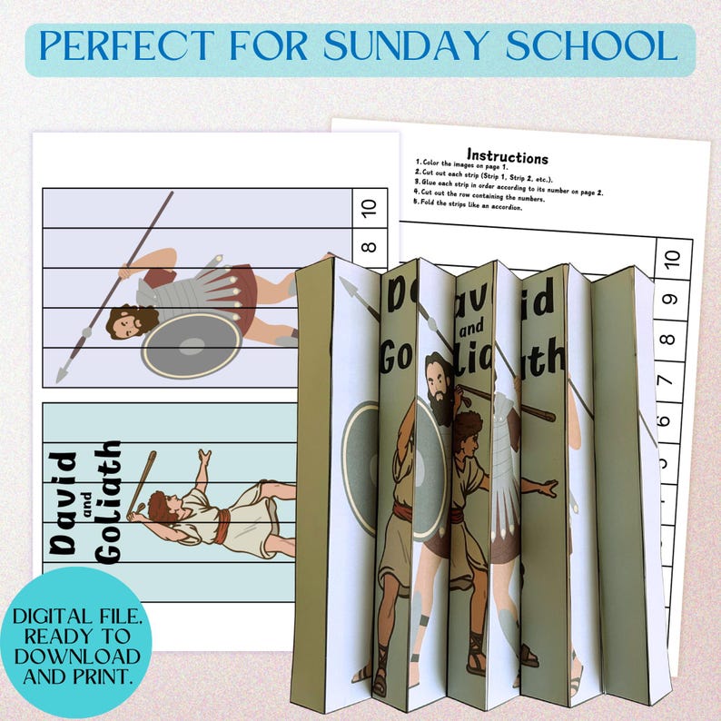 Printable David and Goliath Agamograph – Sunday School Craft, Instant ...