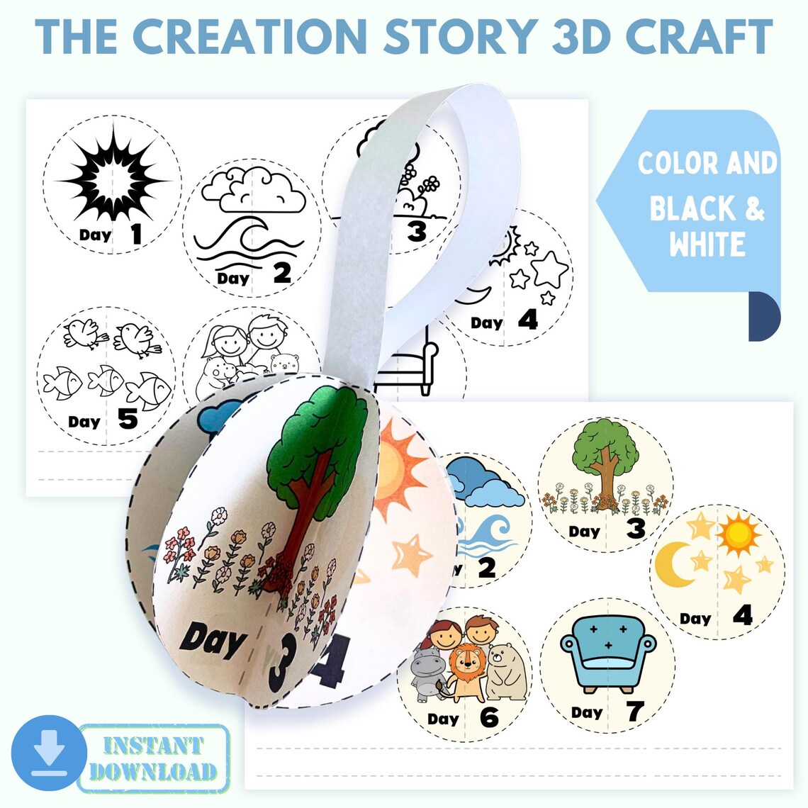 Days of Creation 3D Paper Globe Activity, Printable Sunday School Craft ...