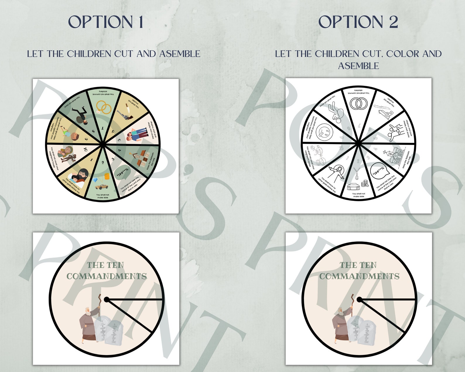 The Ten Commandments Spinner Wheel the Ten Commandments Craft Sunday ...