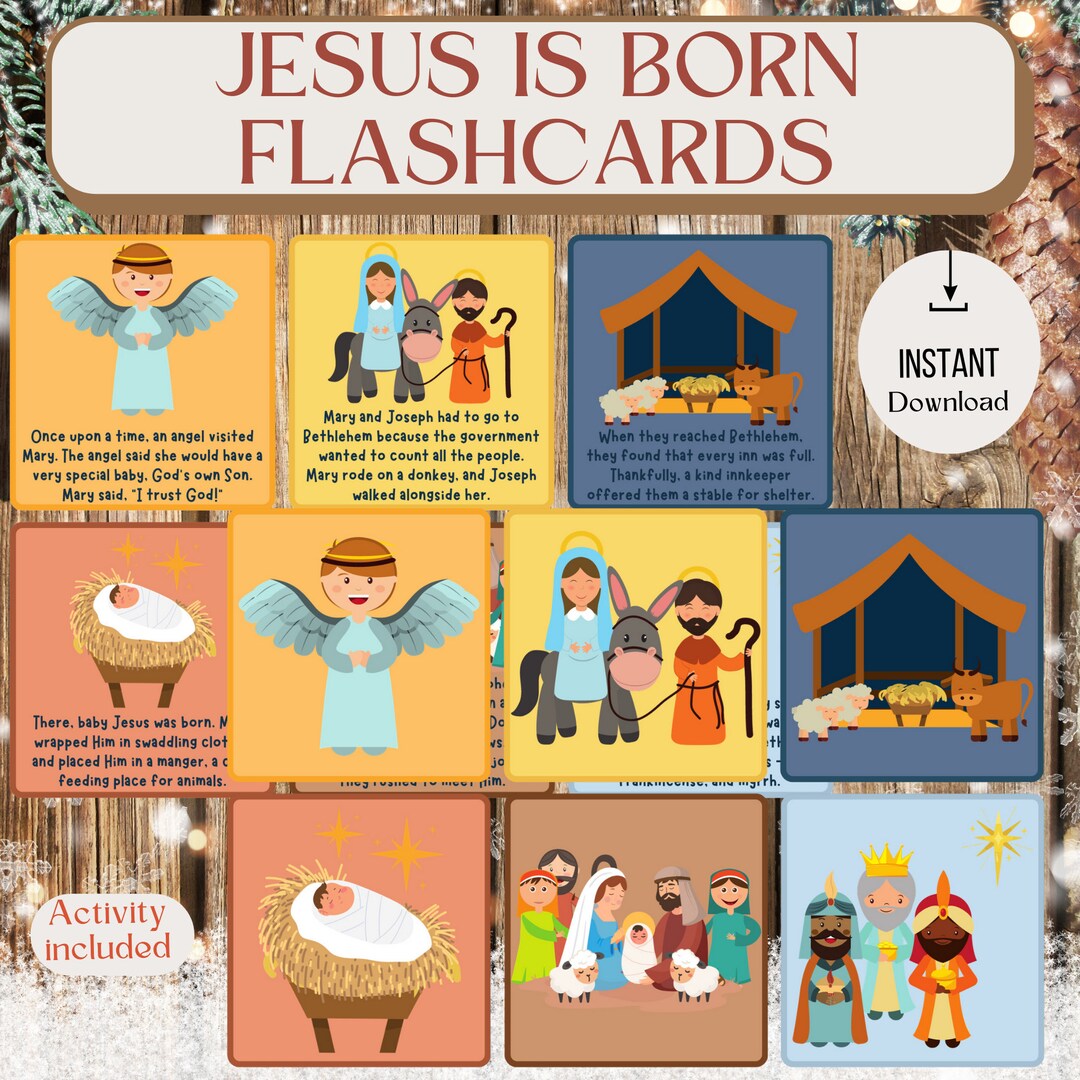 Nativity Flashcards: Jesus is Born, Christmas Activity (digital ...
