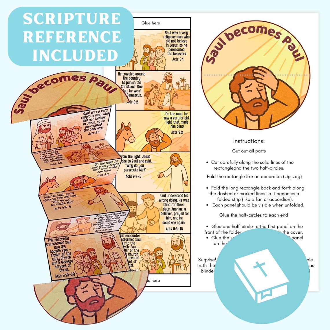 Saul Becomes Paul Craft – Bible Story Folding Booklet (PDF) - Etsy