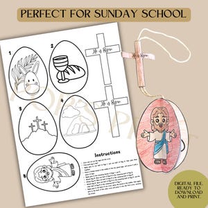 Easter Story Sunday School Egg Craft, 3D Easter Eggs Coloring Paper ...