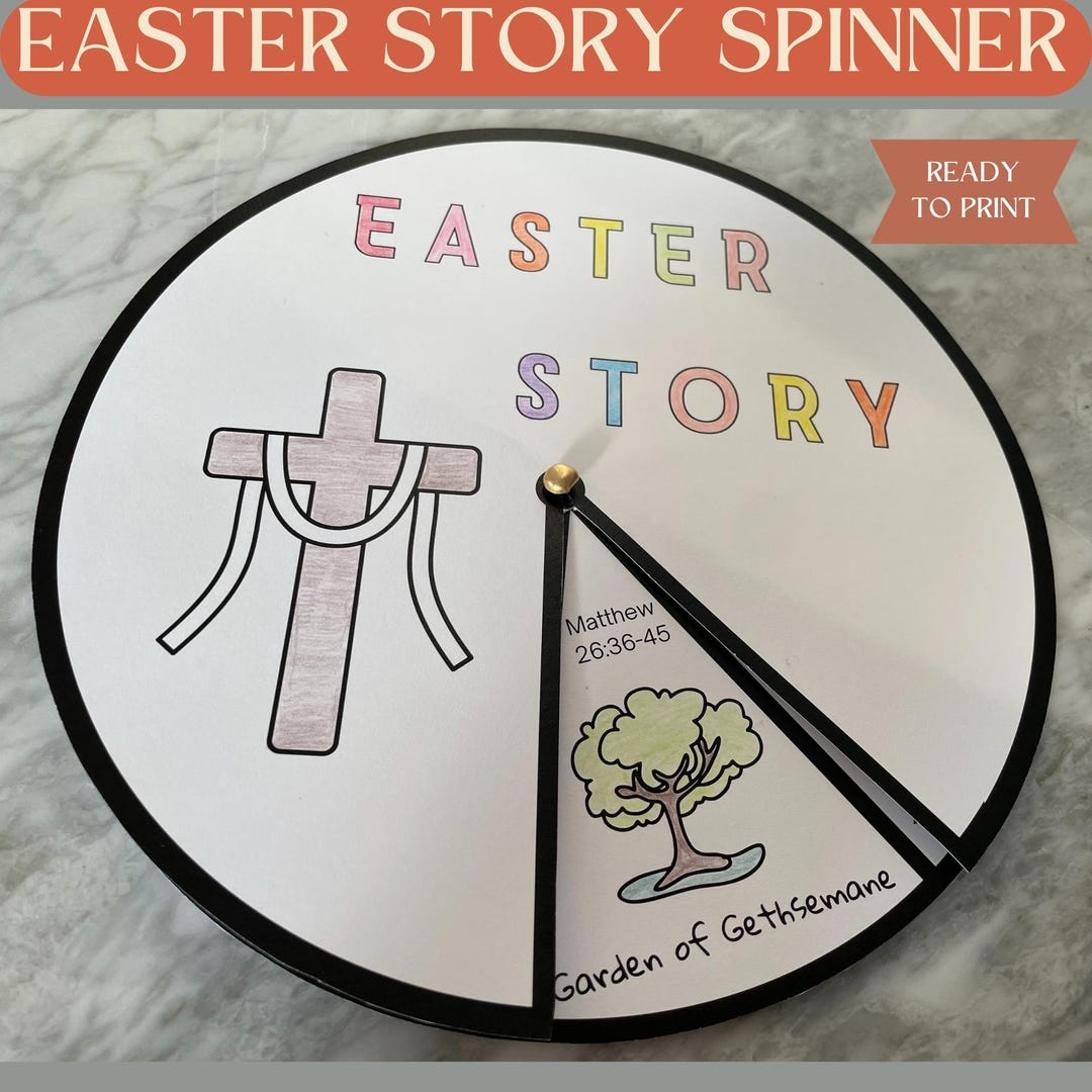 The Easter Story Coloring Spinner Wheel| Easter Craft| Sunday School ...
