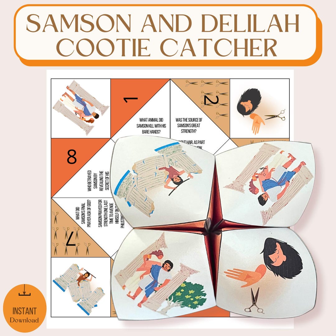 Samson Cootie Catcher| Sunday School Craft| Cootie Catcher| Printable ...