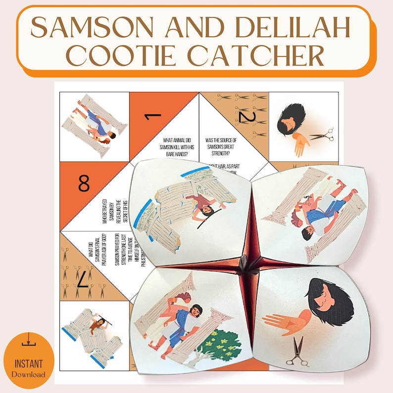 Samson Cootie Catcher| Sunday School Craft| Cootie Catcher| Printable ...