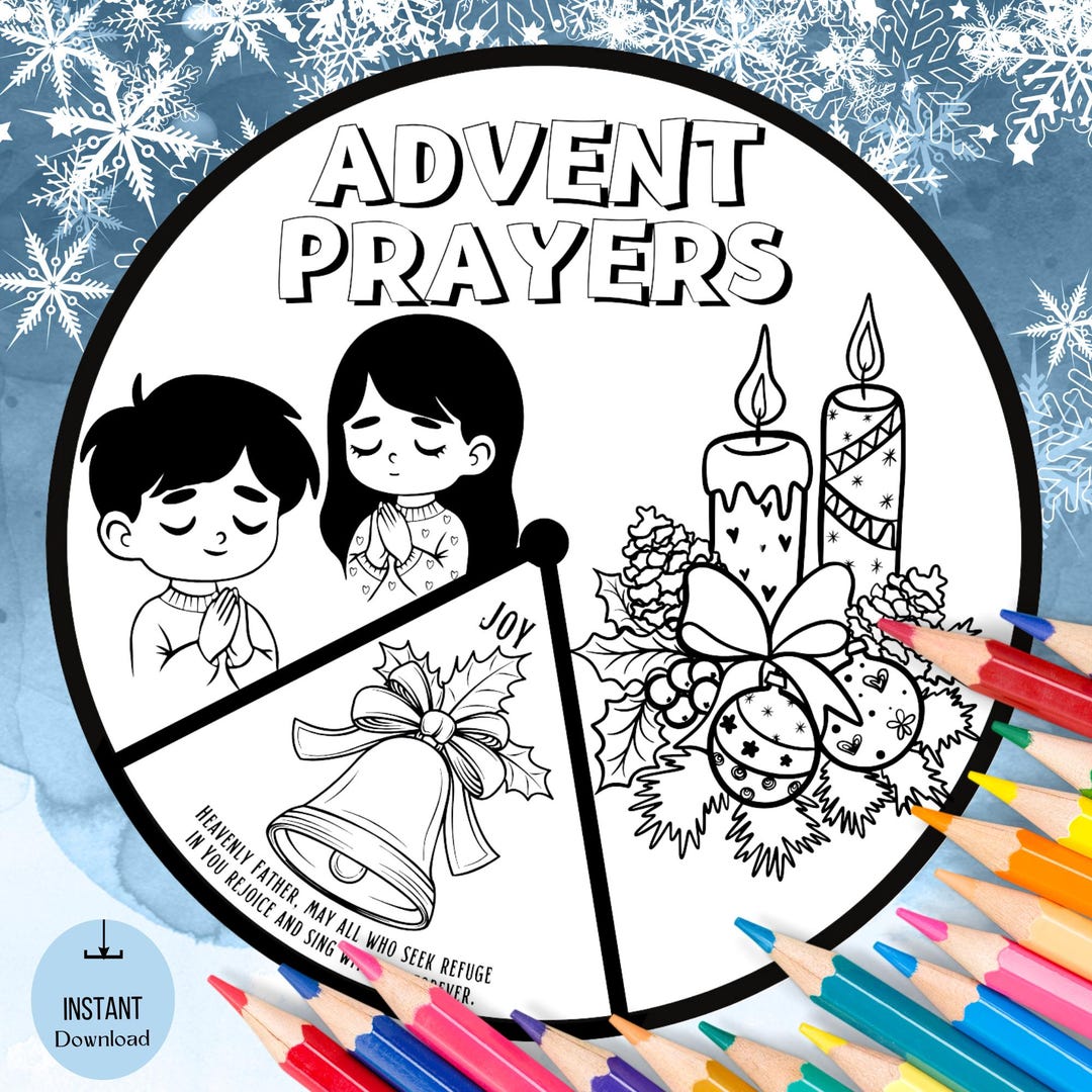 Advent Prayers Coloring Spinner Wheel, Sunday School Activity, Nativity ...