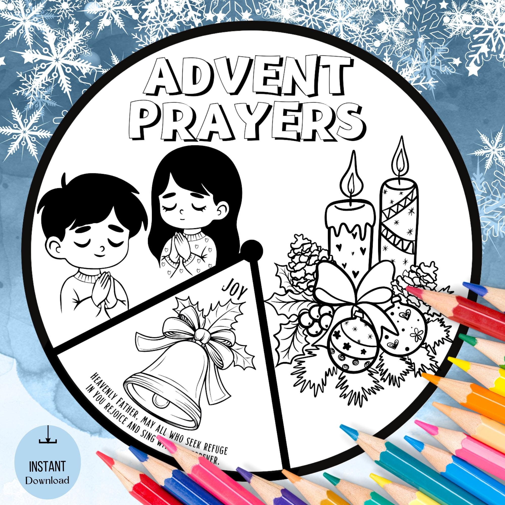 Advent Prayers Coloring Spinner Wheel, Sunday School Activity, Nativity ...