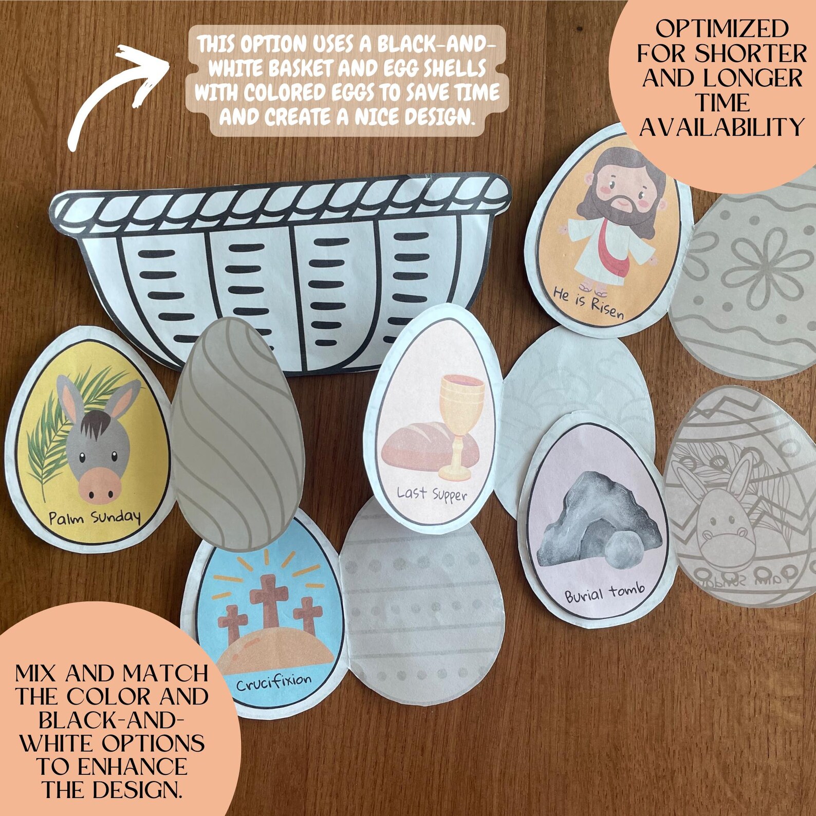 Easter Story Basket Easter Eggs for Kids| Printable Sunday School Craft ...