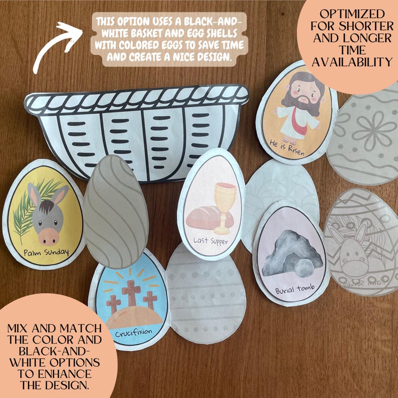 Easter Story Basket Easter Eggs for Kids| Printable Sunday School Craft ...