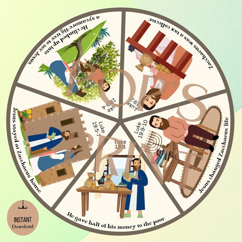 Printable Zacchaeus Spinner Wheel Sunday School Craft Kids Ministry ...