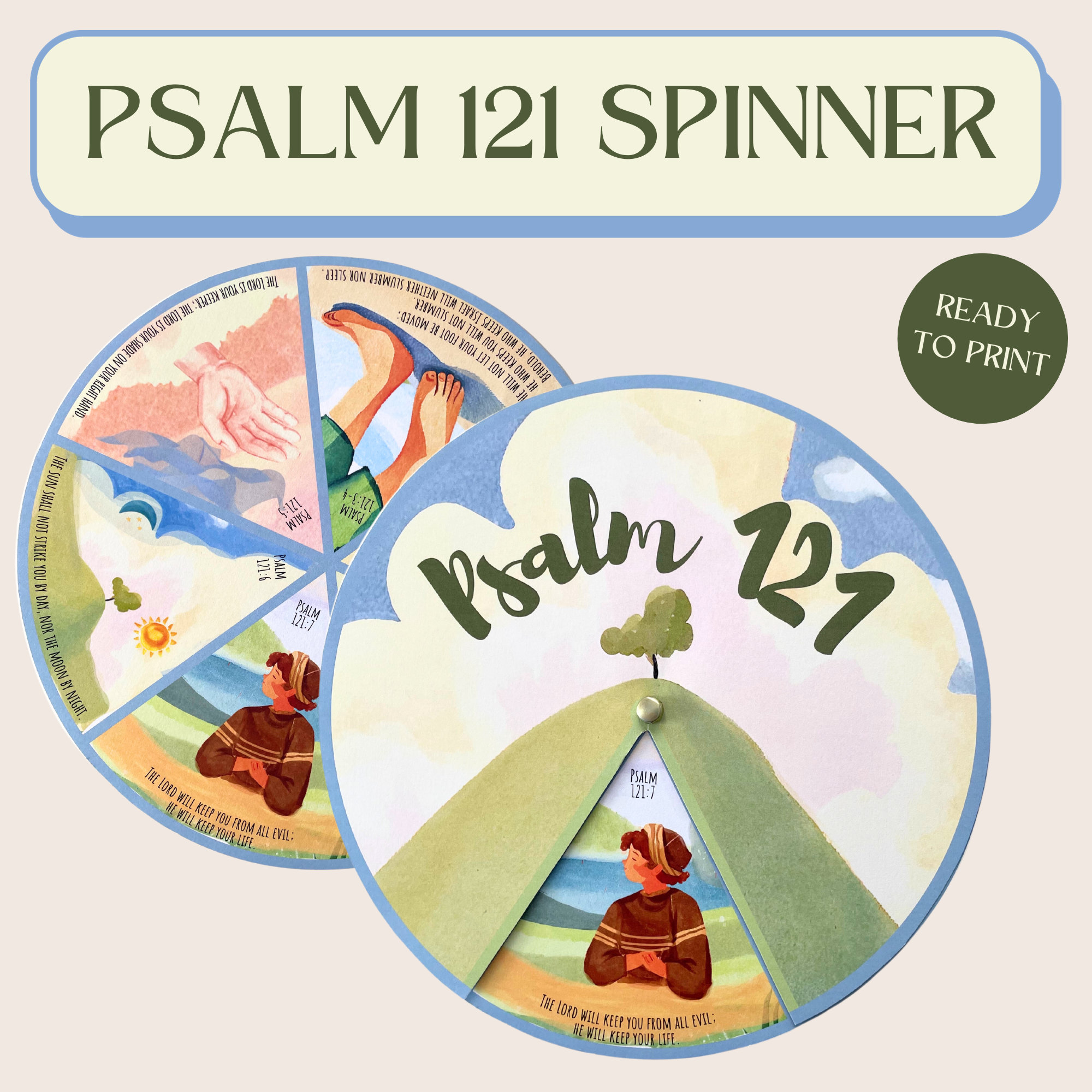 Printable Psalm 121 Spinner Wheel, Interactive Psalm 121 Craft, Sunday ...
