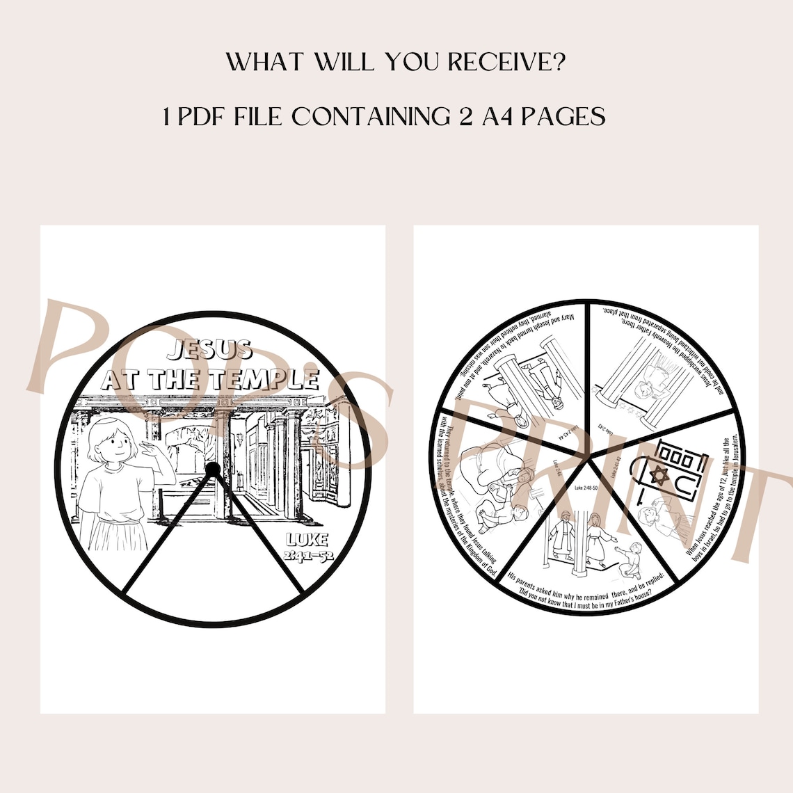 Jesus at the Temple Coloring Spinner Wheel Sunday School Craft Kids ...