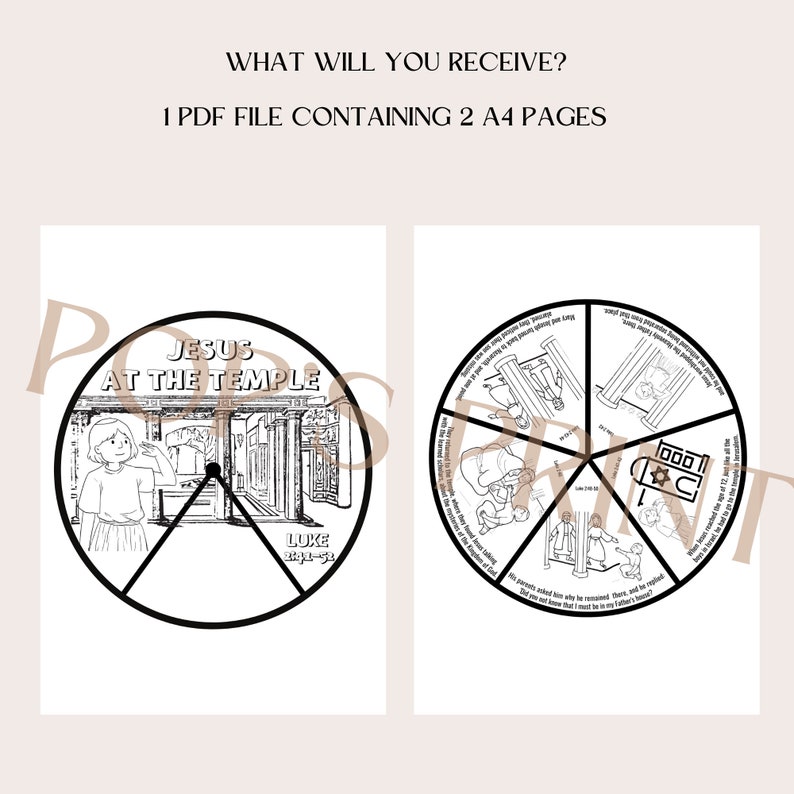 Jesus at the Temple Coloring Spinner Wheel Sunday School Craft Kids ...