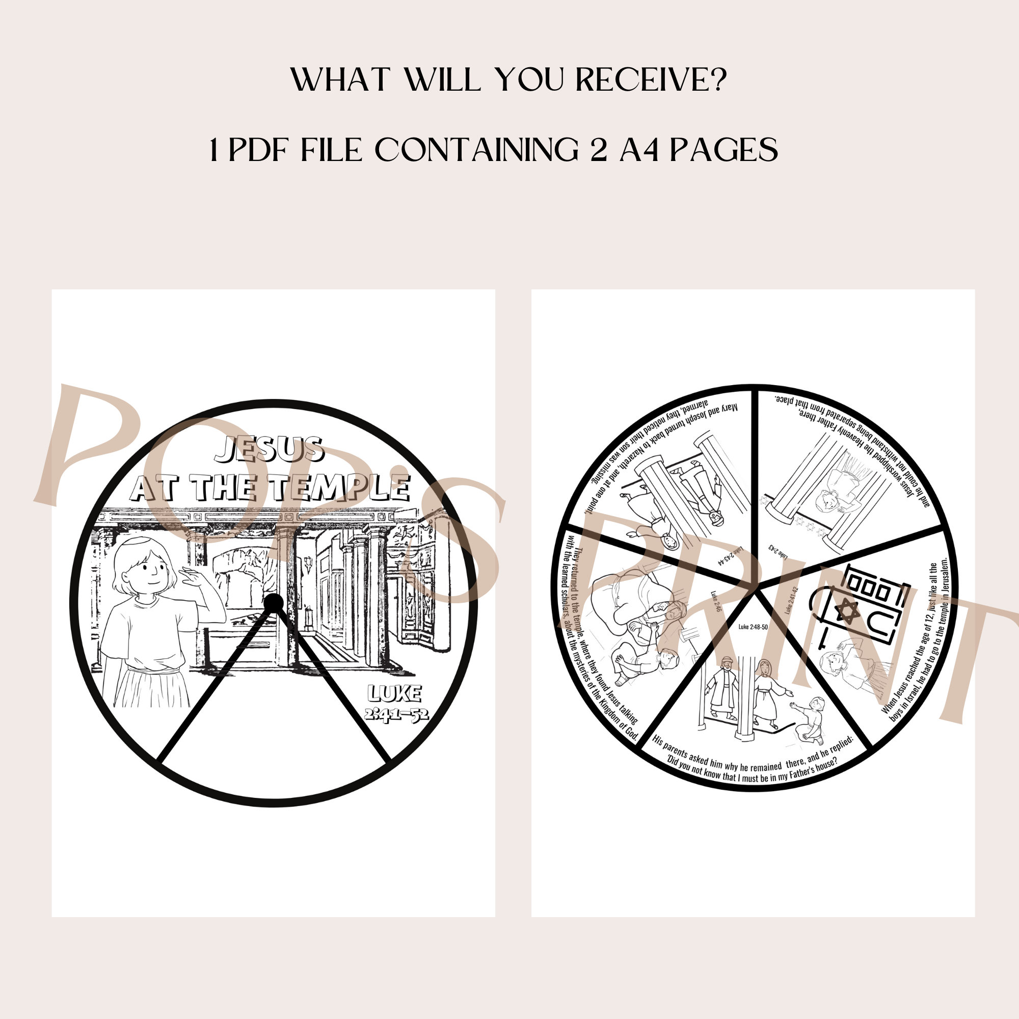 Jesus at the Temple Coloring Spinner Wheel Sunday School Craft Kids ...