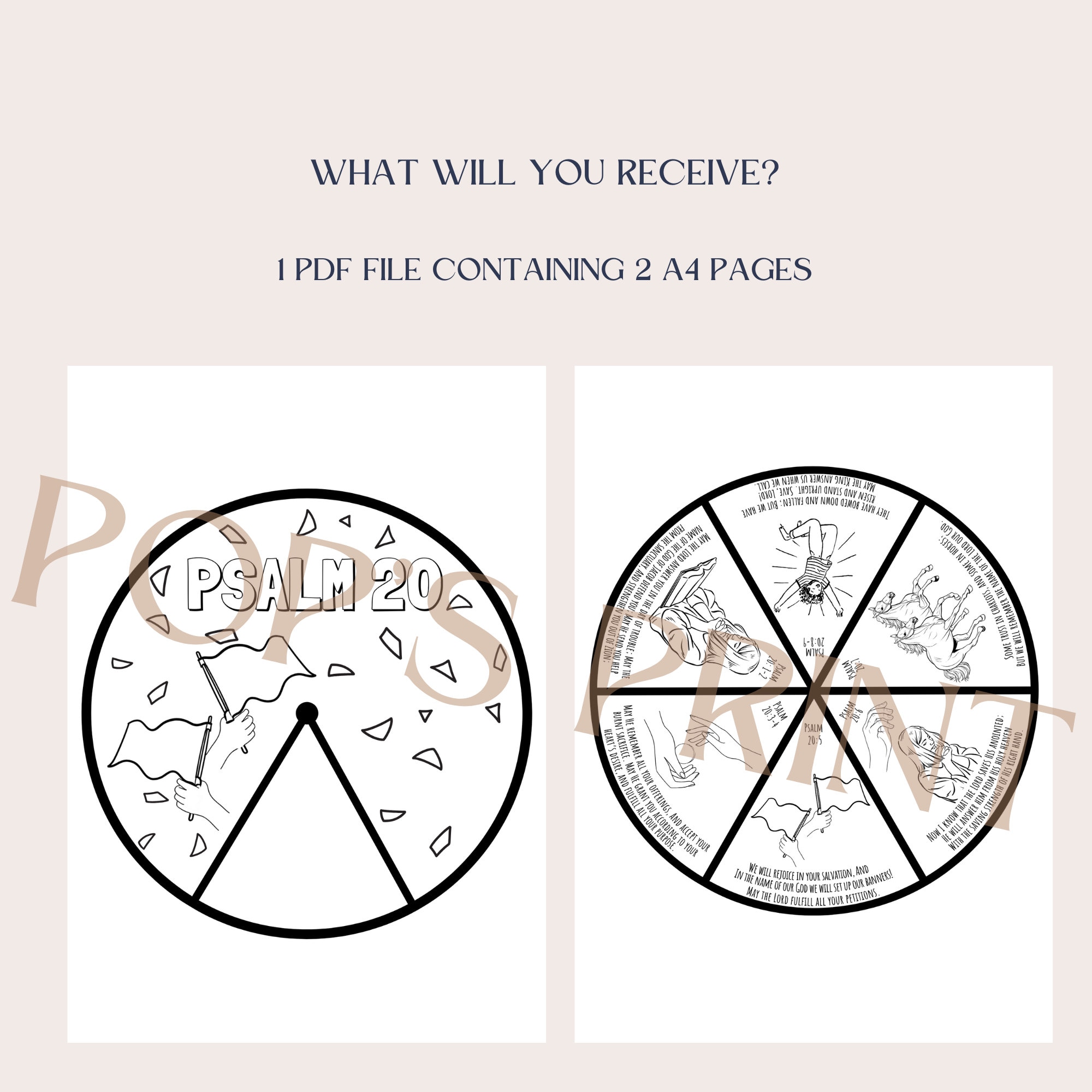 Printable Psalm 20 Coloring Spinner Wheel, Psalm 20 Sunday School Craft ...