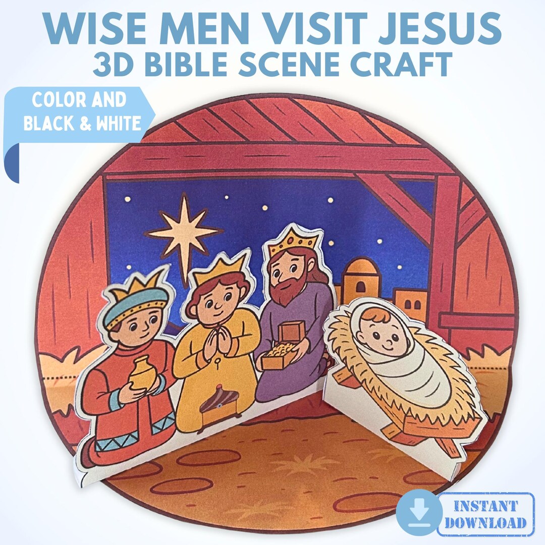 Wise Men Visit Jesus Craft | Epiphany Nativity 3D Scene (digital ...
