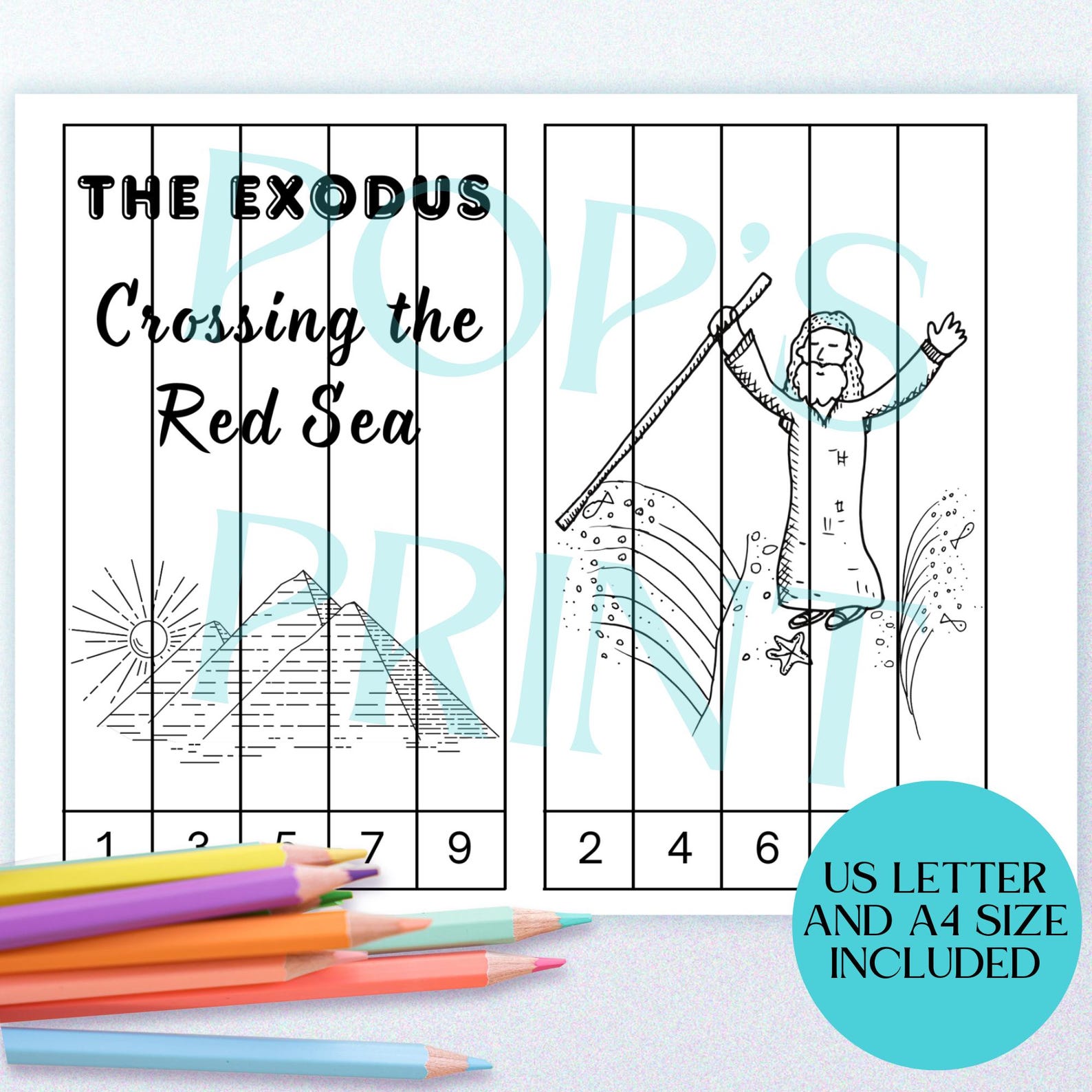 Printable Crossing the Red Sea Agamograph Sunday School Bible Craft ...