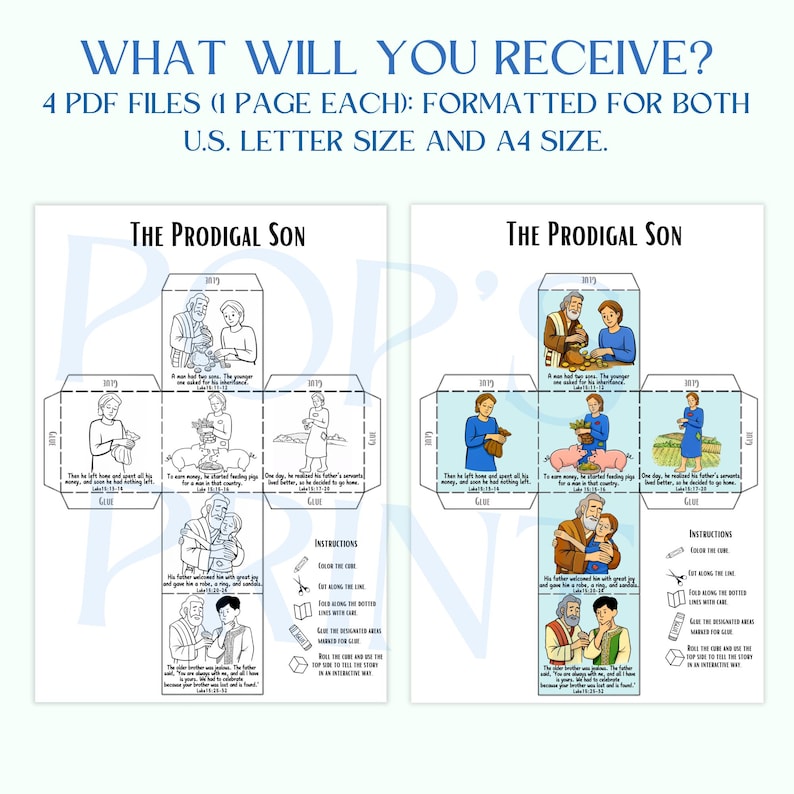 Prodigal Son Cube Craft: Bible Story Activity (digital Download) - Etsy