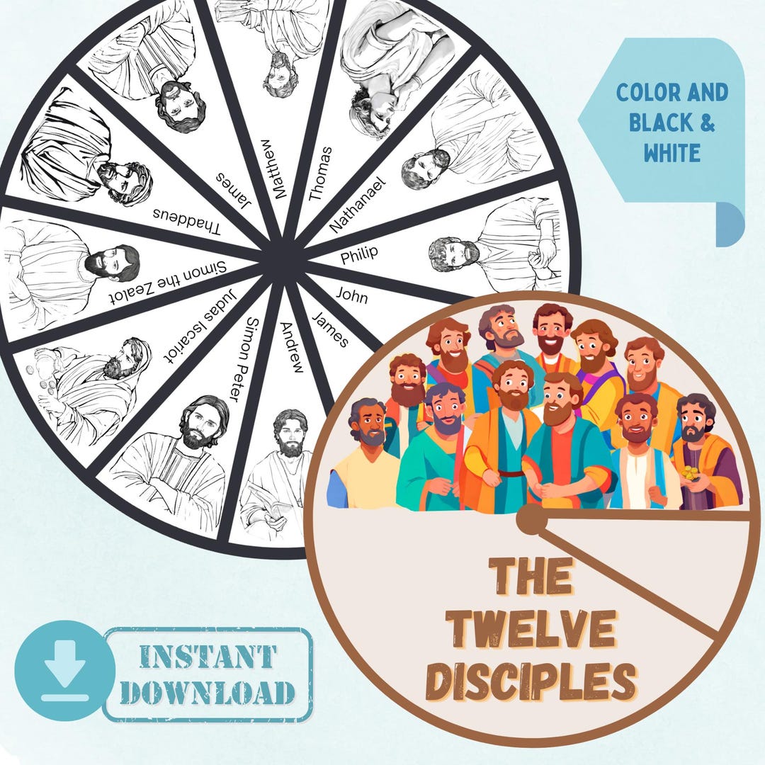 The 12 Disciples Coloring Spinner Wheel| Kids Bible Lesson| Sunday ...