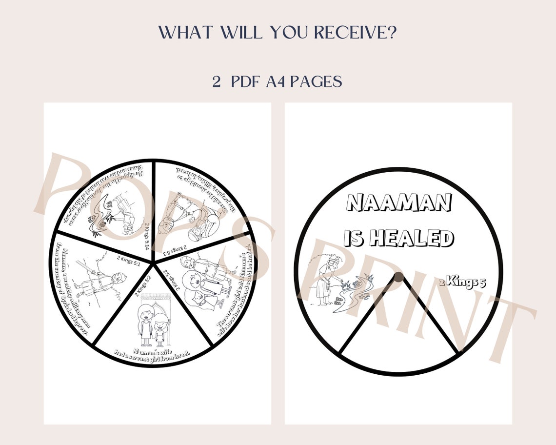 Naaman is Healed Coloring Spinner Wheel| Naaman Craft| Sunday School ...