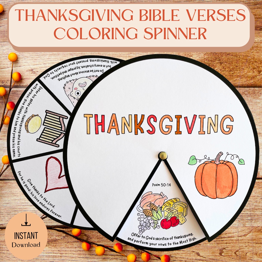 Thanksgiving Bible Verses Coloring Spinner Wheel | Thanksgiving Sunday ...