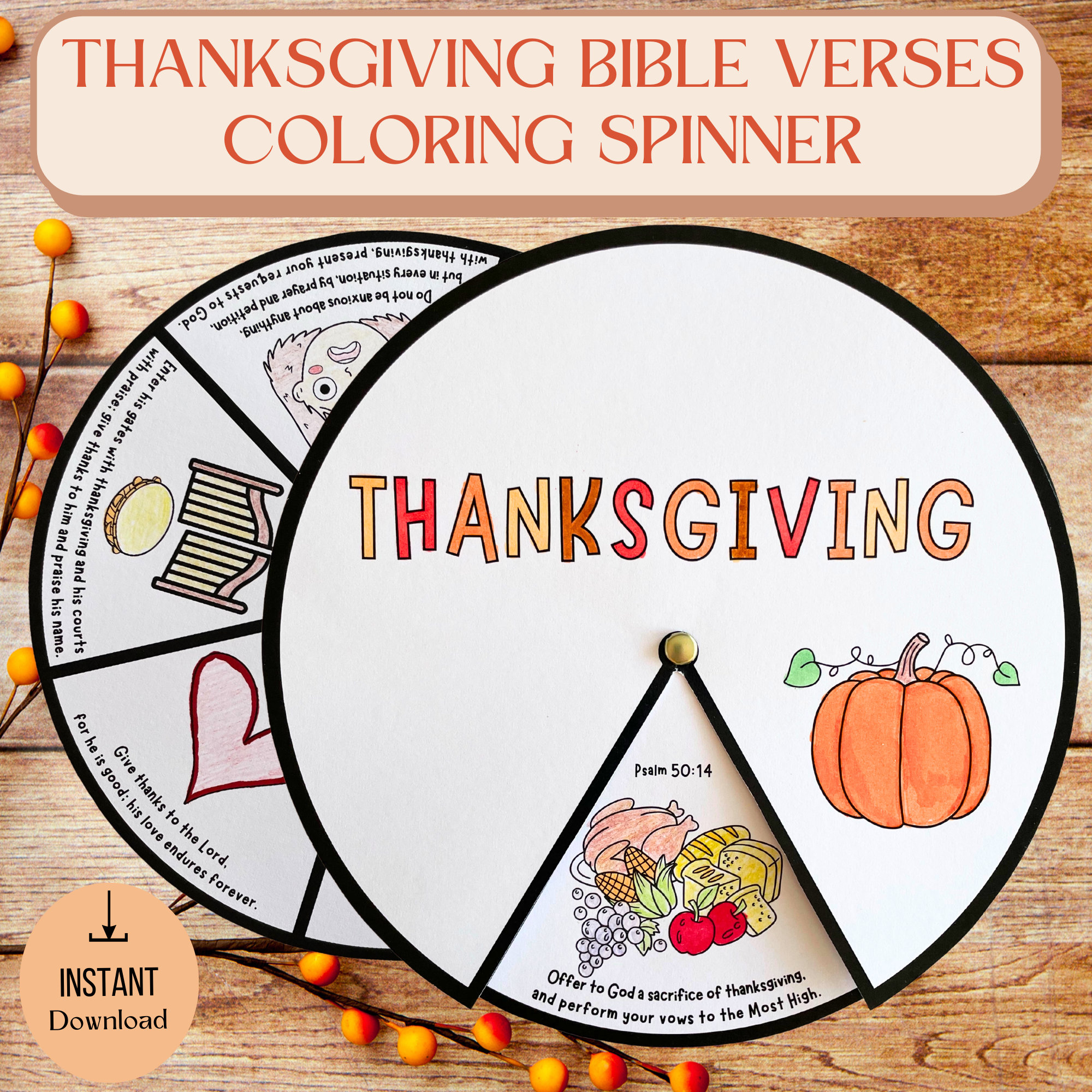 Thanksgiving Bible Verses Coloring Spinner Wheel Thanksgiving Craft ...