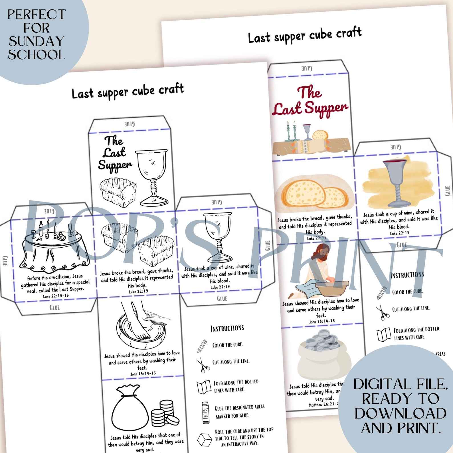 The Last Supper Cube Craft for Kids | Printable Sunday School Story ...