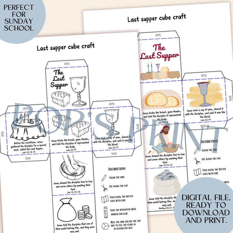 The Last Supper Cube Craft for Kids | Printable Sunday School Story ...
