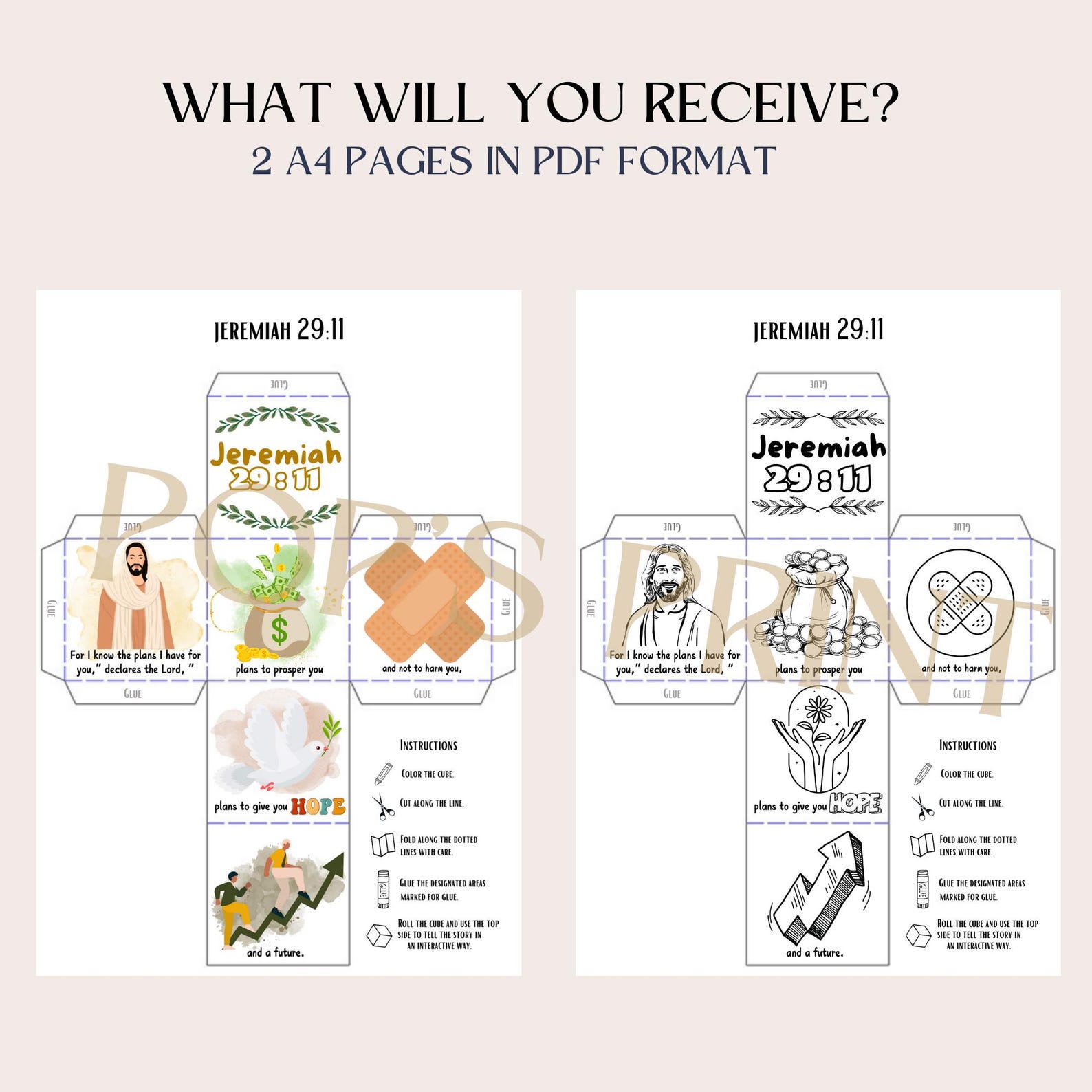 Jeremiah 29:11 Cube Craft – Printable Bible Activity, Kids Bible Verse ...