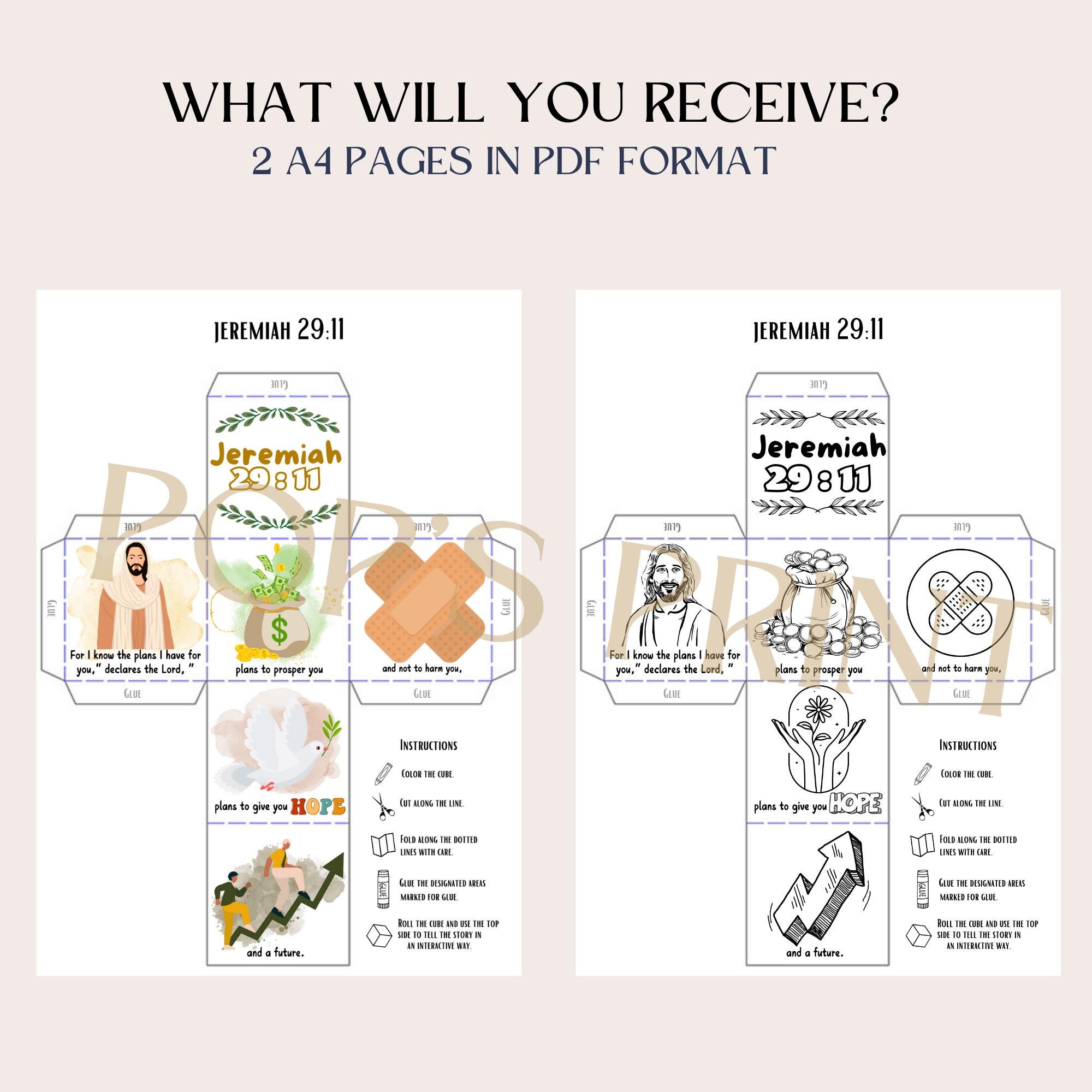 Jeremiah 29:11 Cube Craft – Printable Bible Activity, Kids Bible Verse Memory Craft, Sunday ...