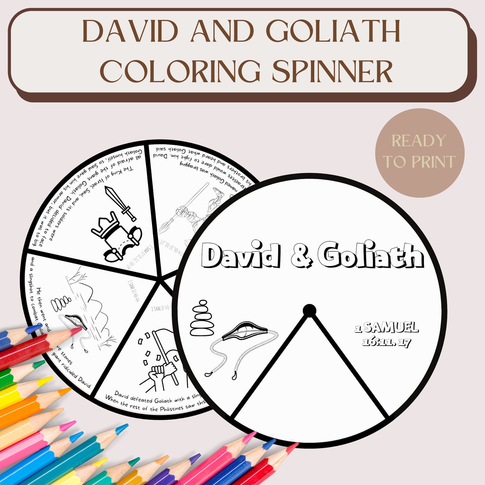 David and Goliath Coloring Spinner Wheel| David and Goliath Craft ...