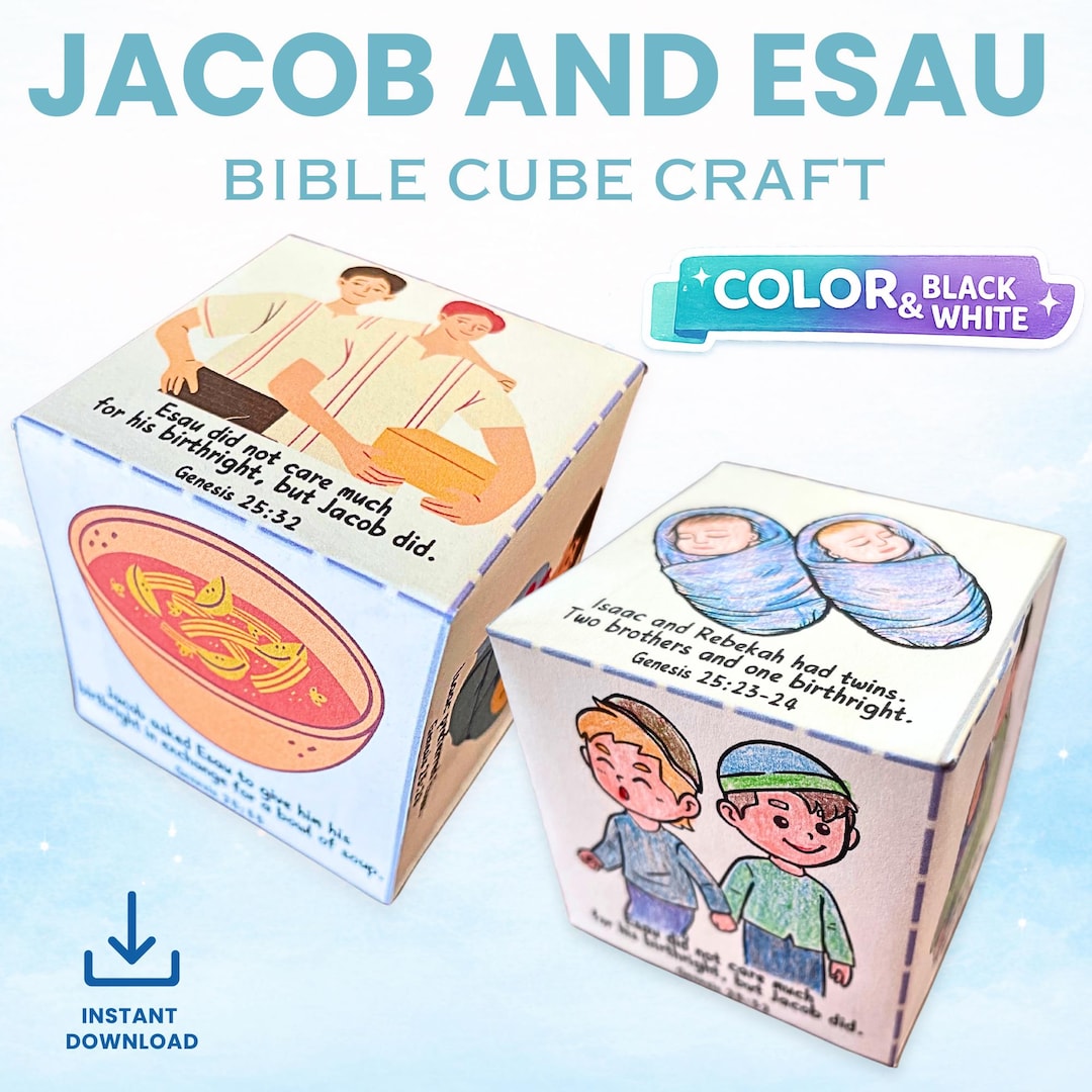 Jacob and Esau Cube Craft | Sunday School Bible Game (digital Download ...