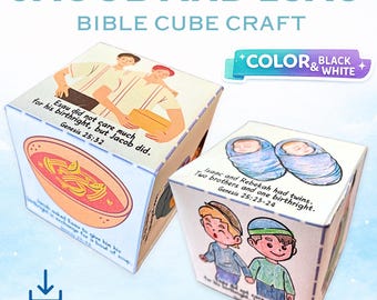 Jacob and Esau Printable Cube Craft, Fun Bible Activity for Kids, Bible ...