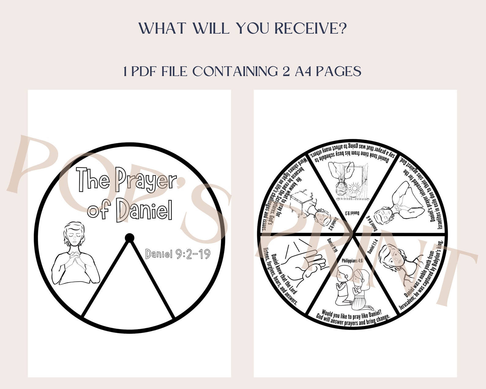 Printable the Prayer of Daniel Coloring Spinner Wheel | Sunday School ...