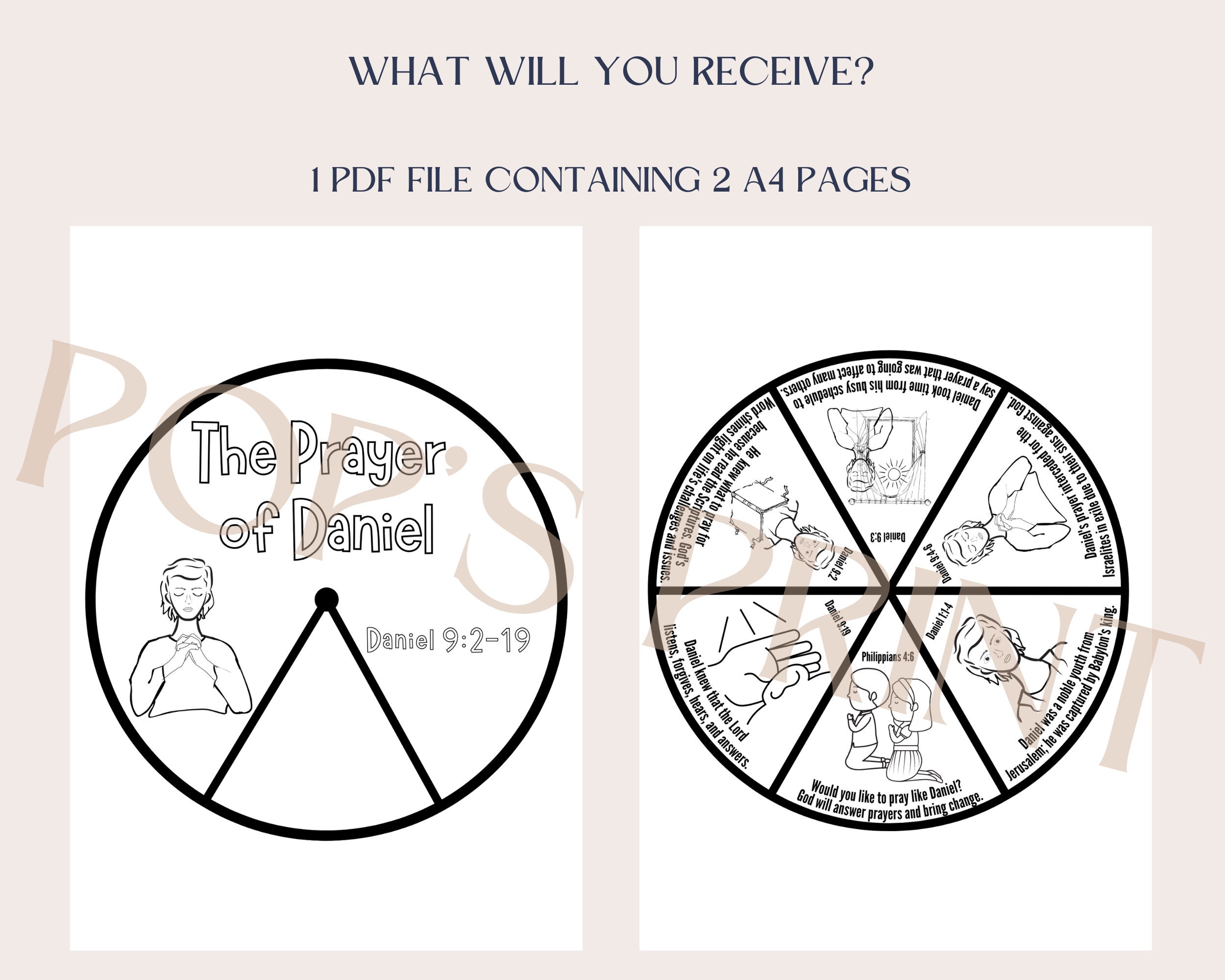 Printable the Prayer of Daniel Coloring Spinner Wheel | Sunday School ...