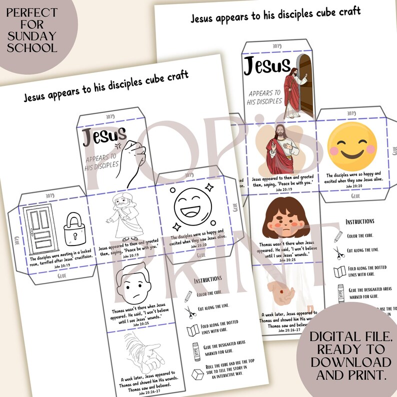 Jesus Appears to His Disciples Cube Craft for Kids| Printable Bible ...