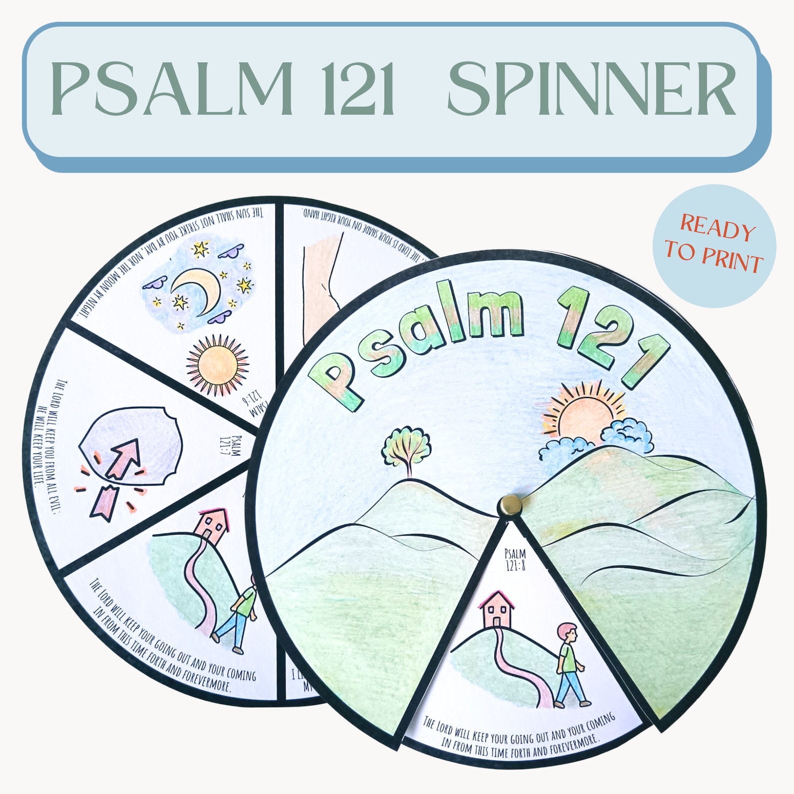 Printable Psalm 121 Coloring Spinner Wheel | Psalm 121 Sunday School ...
