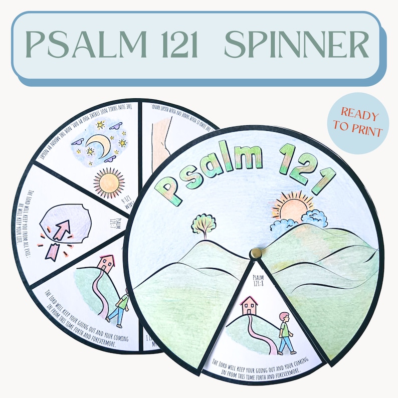 Printable Psalm 121 Coloring Spinner Wheel | Psalm 121 Sunday School ...