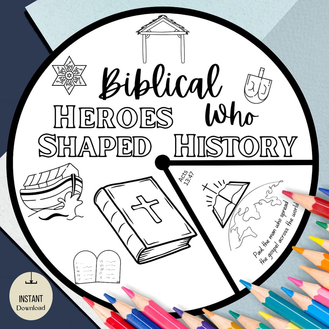 Biblical Heroes Spinner Wheel & Coloring Pages | Faith and Character ...