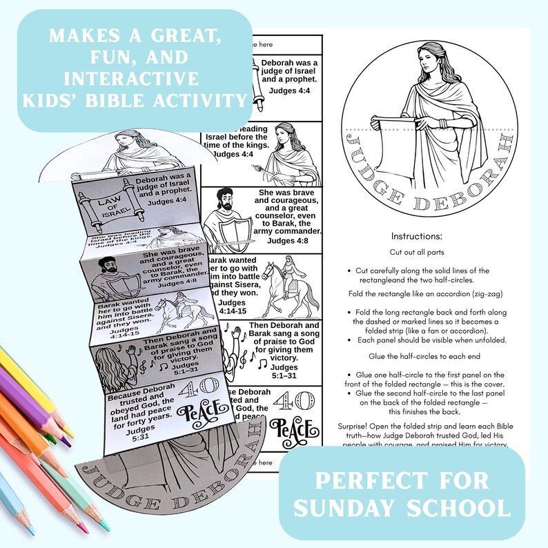 Judge Deborah Bible Craft for Kids – Printable Christian Folding ...