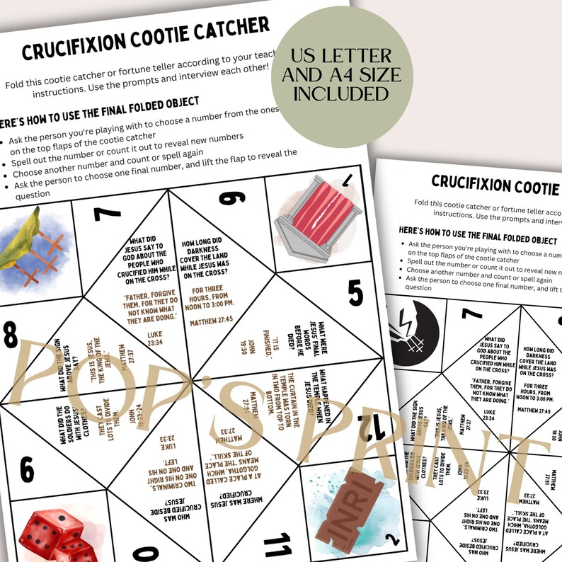 Crucifixion Cootie Catcher for Kids| Printable Sunday School Bible ...