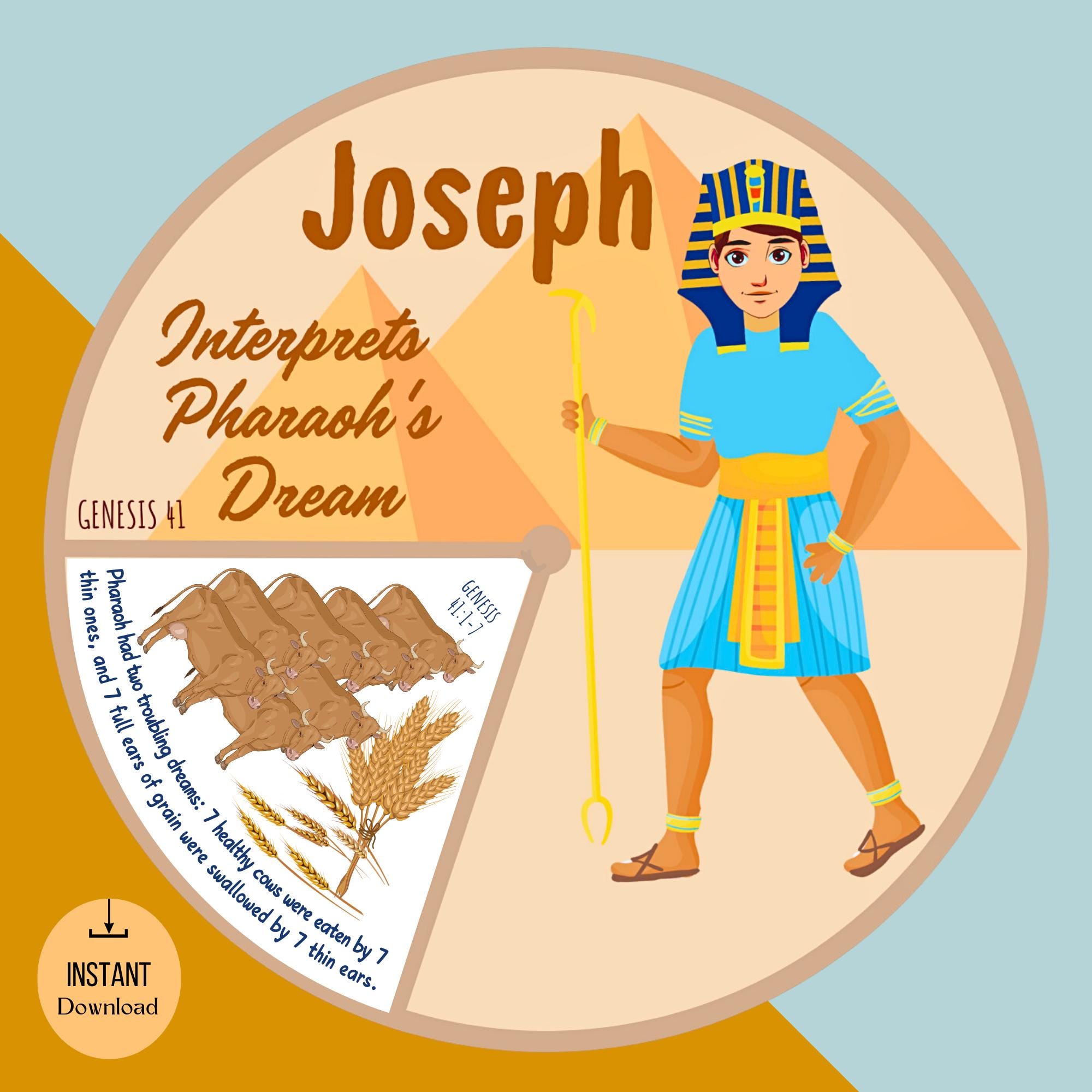 Printable Spinner Wheel Joseph and Pharaoh's Dreams, Bible Craft for ...