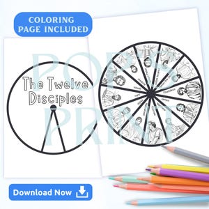 The 12 Disciples Coloring Spinner Wheel| Kids Bible Lesson| Sunday ...